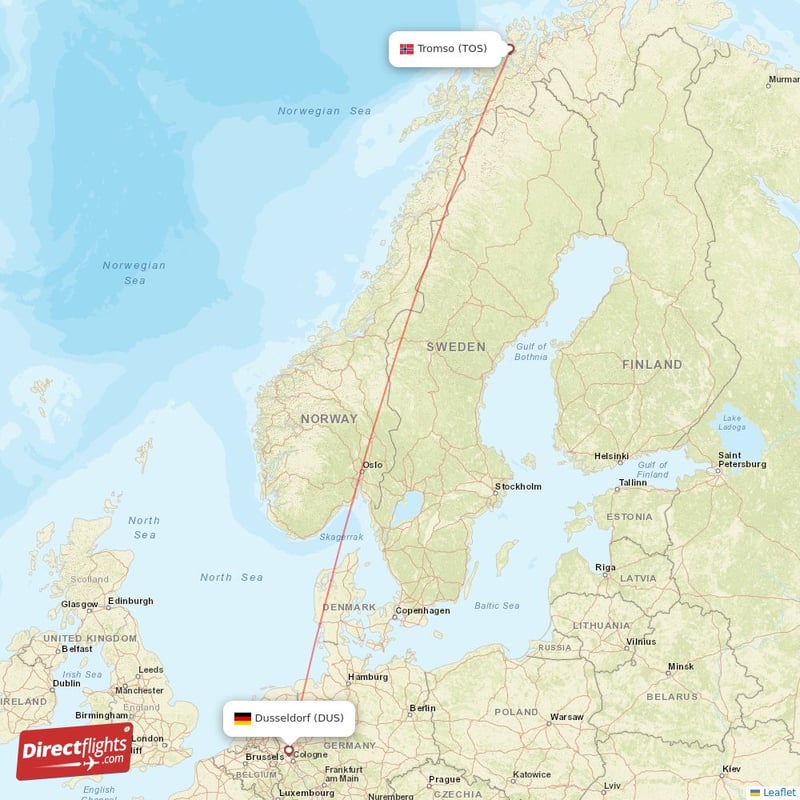Direct flights from Dusseldorf to Tromso, DUS to TOS non-stop - Directflights.com