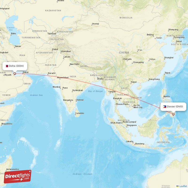 Direct flights from Davao to Doha, DVO to DOH non-stop - Directflights.com