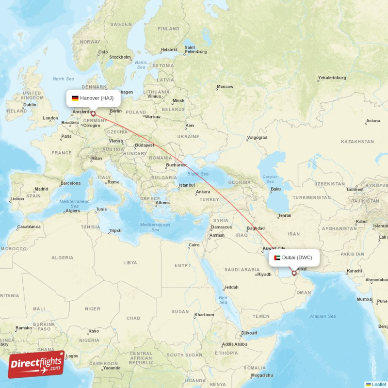 Direct flights from Dubai to Hanover (DWC-HAJ) - Directflights.com