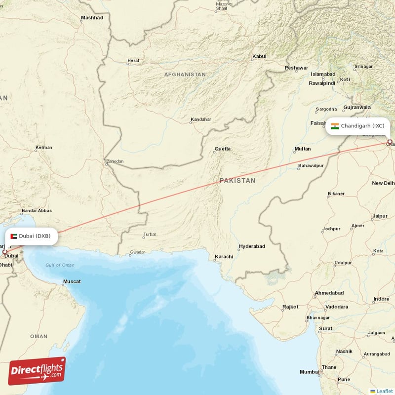 Direct flights from Dubai to Chandigarh, DXB to IXC non-stop - Directflights.com