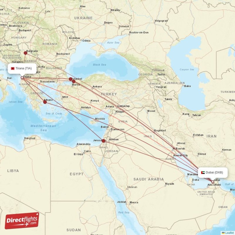 Direct flights from Dubai to Tirana, DXB to TIA non-stop ...