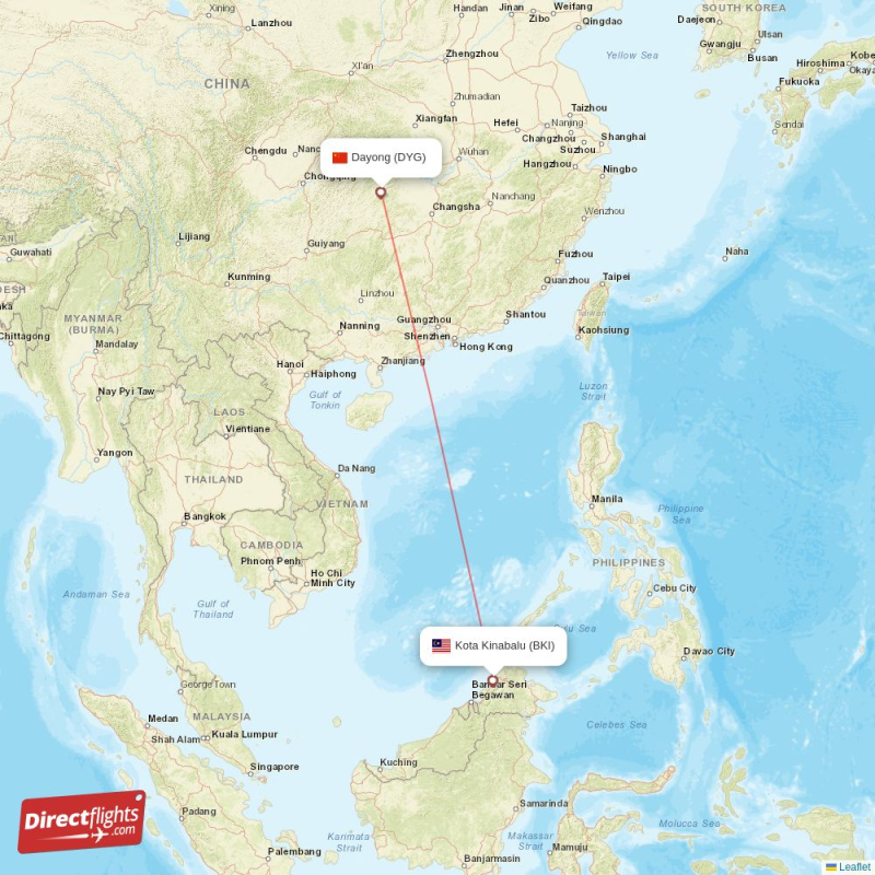 Direct flights from Dayong to Kota Kinabalu, DYG to BKI non-stop ...