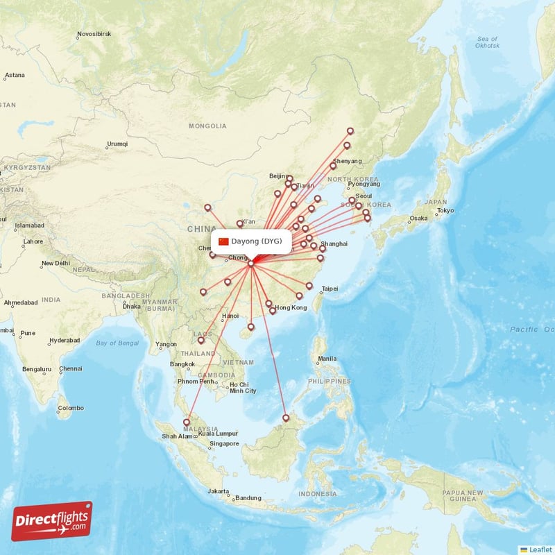 Direct flights from Dayong - 25 destinations - DYG, China ...