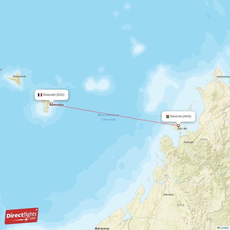 Direct flights from Dzaoudzi to Nossi-be, DZA to NOS non-stop ...