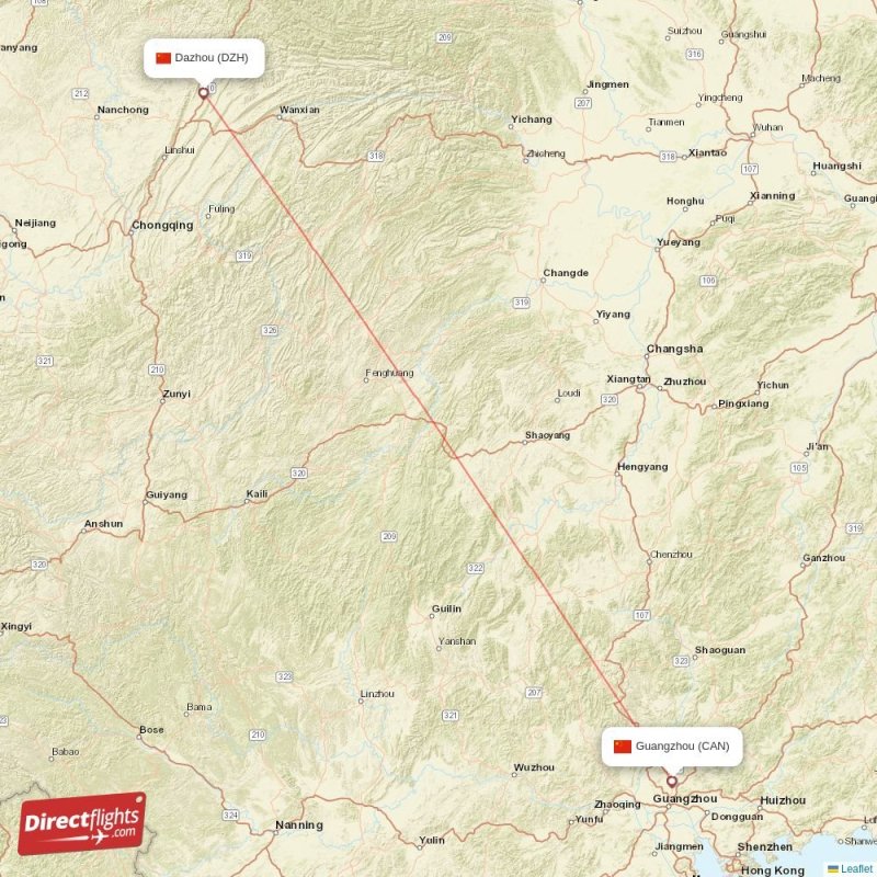 Direct flights from Dazhou to Guangzhou, DZH to CAN non-stop ...