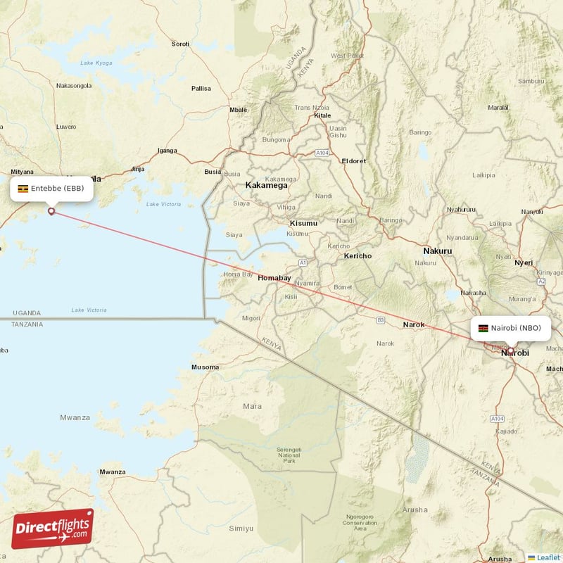 Direct flights from Entebbe to Nairobi, EBB to NBO non-stop - Directflights.com