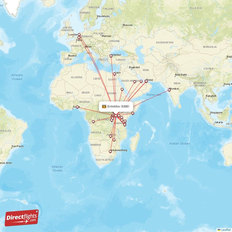 Direct flights to Entebbe - EBB, Uganda - Directflights.com