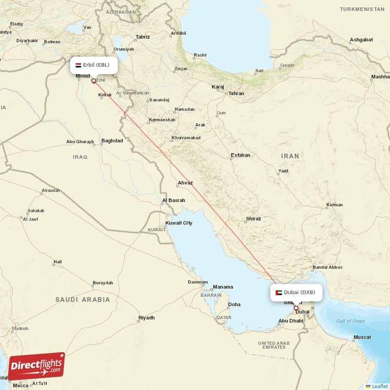Direct flights from Erbil to Dubai, EBL to DXB non-stop - Directflights.com