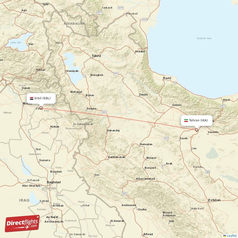 Direct flights from Erbil to Tehran, EBL to IKA non-stop - Directflights.com