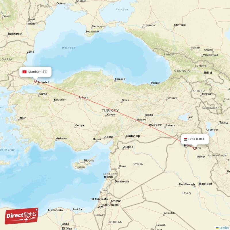 Direct flights from Erbil to Istanbul, EBL to IST non-stop - Directflights.com