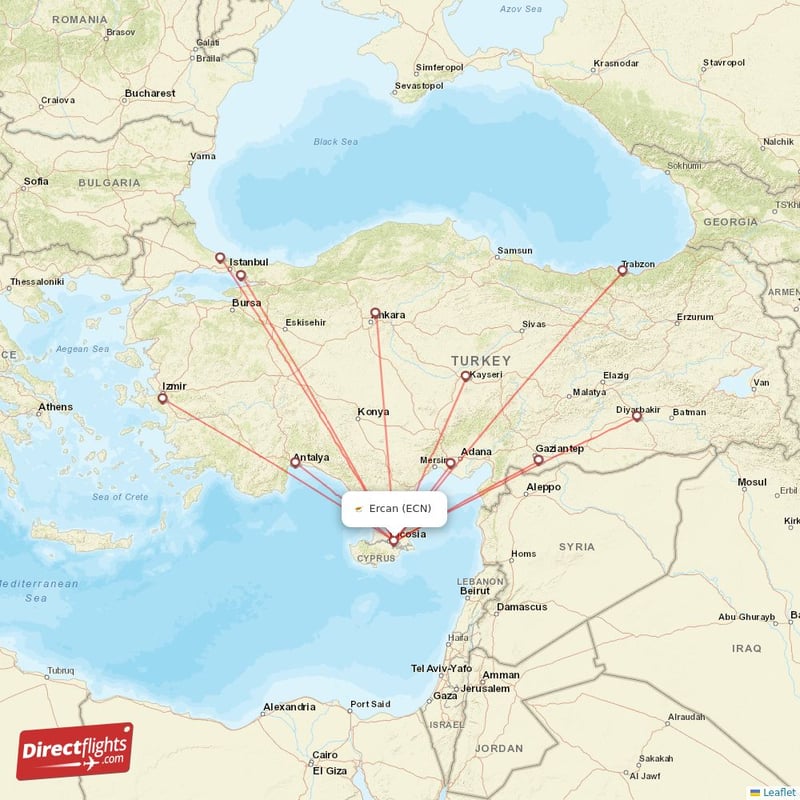 Direct flights to Ercan - ECN, Cyprus - Directflights.com