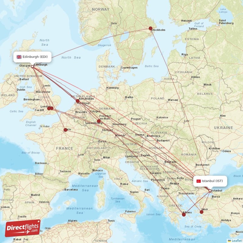 Direct flights from Edinburgh to Istanbul, EDI to IST non-stop - Directflights.com