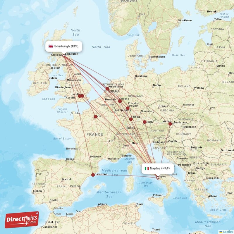 Direct flights from Edinburgh to Naples, EDI to NAP non-stop - Directflights.com