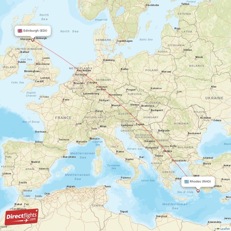 Direct flights from Edinburgh to Rhodes, EDI to RHO non-stop - Directflights.com