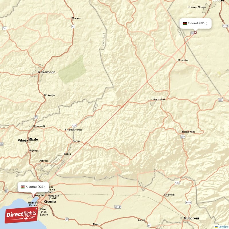 Direct flights from Eldoret to Kisumu (EDL-KIS) - Directflights.com
