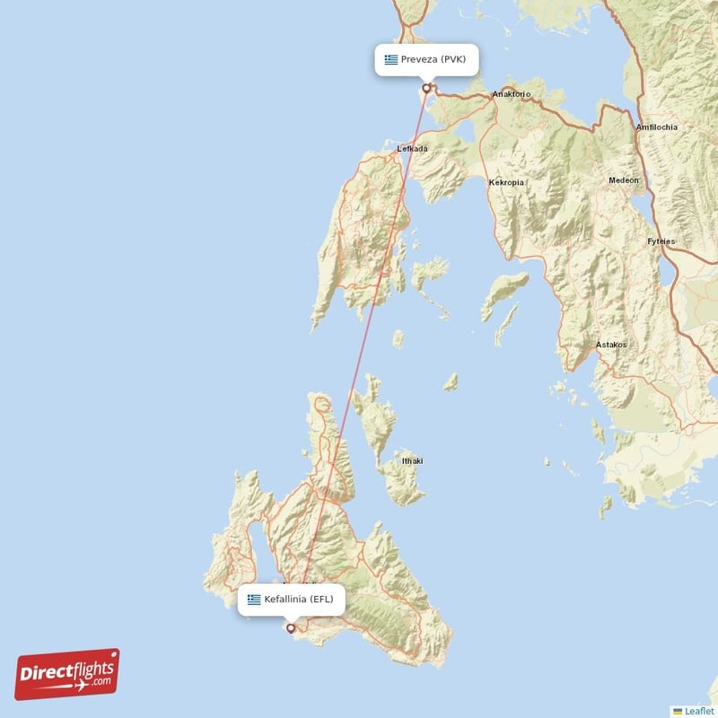 Direct flights from Kefallinia to Preveza, EFL to PVK non-stop ...