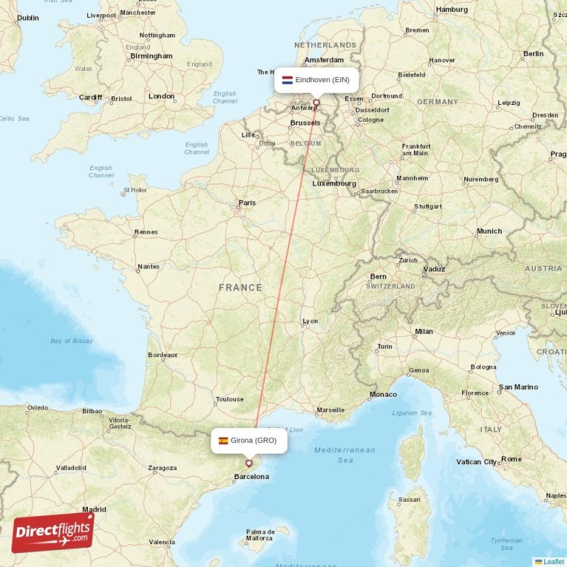 Direct flights from Eindhoven to Girona, EIN to GRO non-stop ...