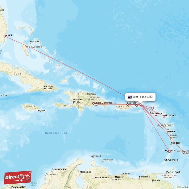 Direct flights to Beef Island - EIS, British Virgin Islands - Directflights.com