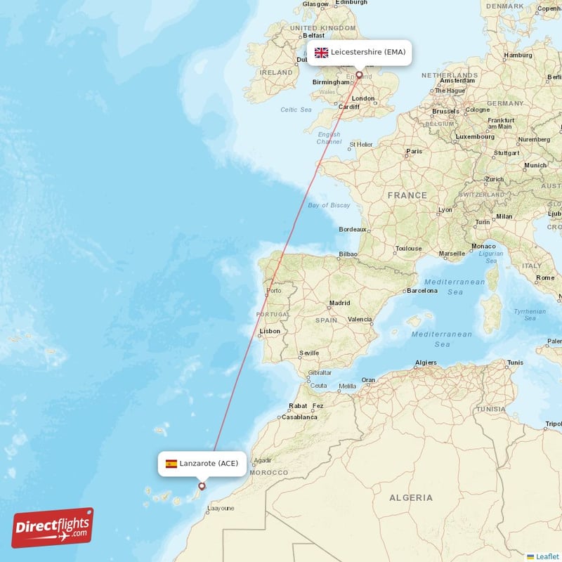 Direct flights from Leicestershire to Lanzarote, EMA to ACE non-stop - Directflights.com
