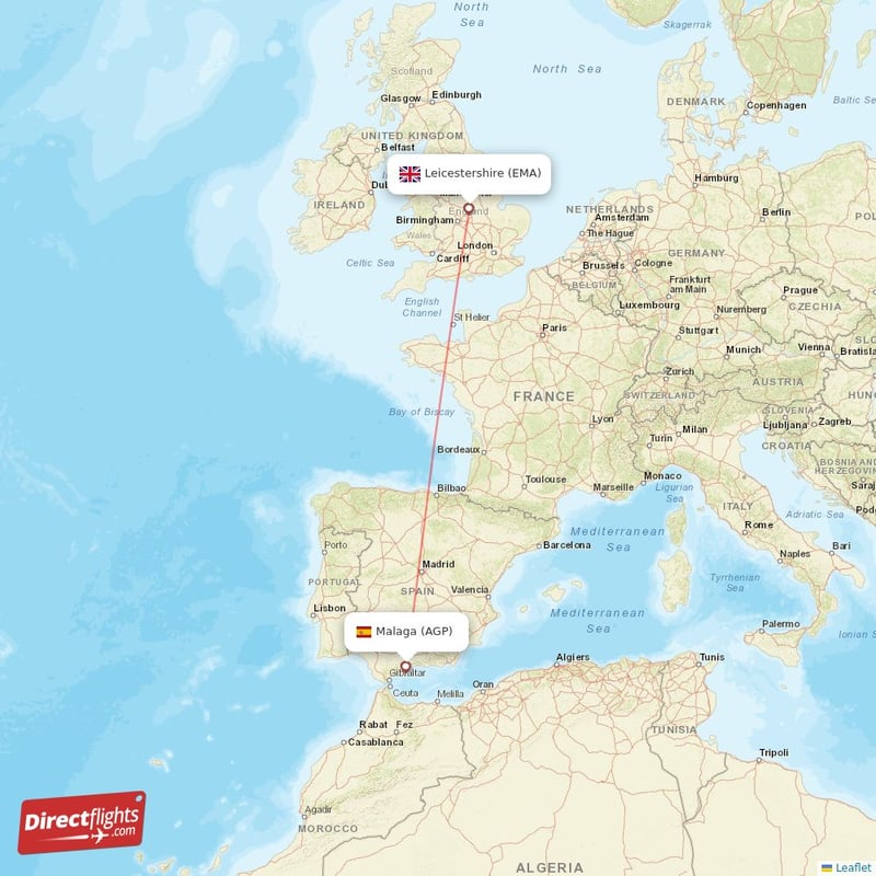 Direct flights from Leicestershire to Malaga, EMA to AGP non-stop - Directflights.com