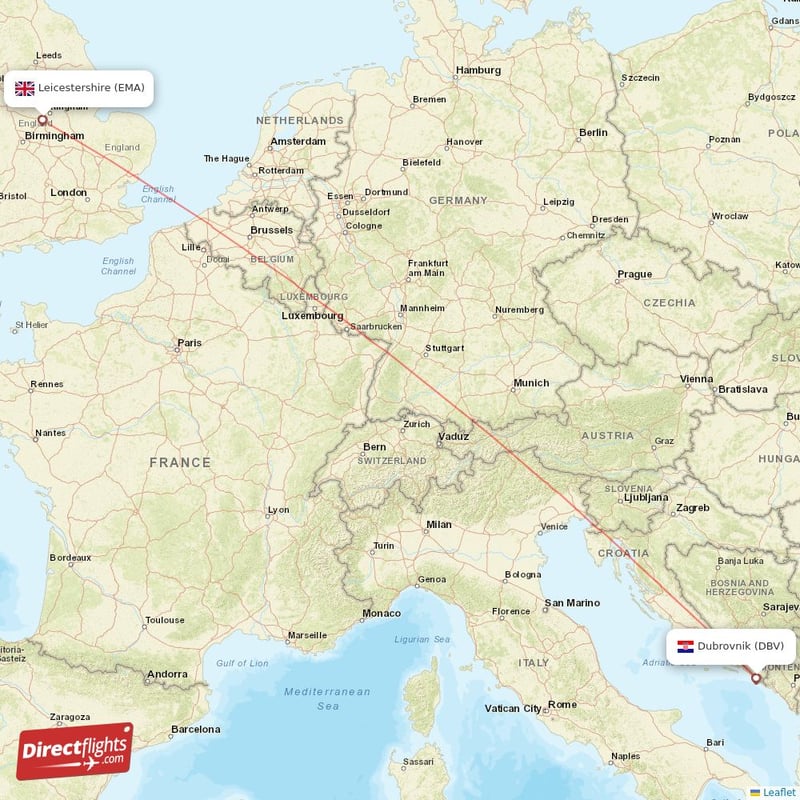 Direct flights from Leicestershire to Dubrovnik, EMA to DBV non-stop - Directflights.com