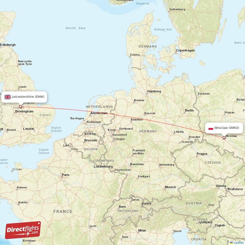 Direct flights from Leicestershire to Wroclaw, EMA to WRO non-stop - Directflights.com