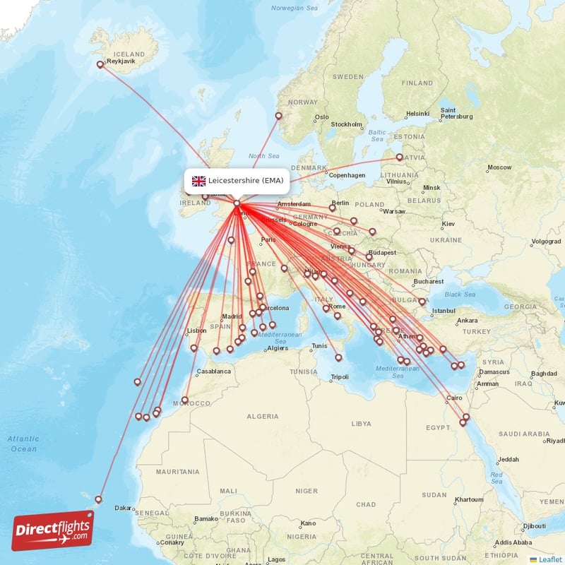 Direct flights to Leicestershire - EMA, United Kingdom - Directflights.com