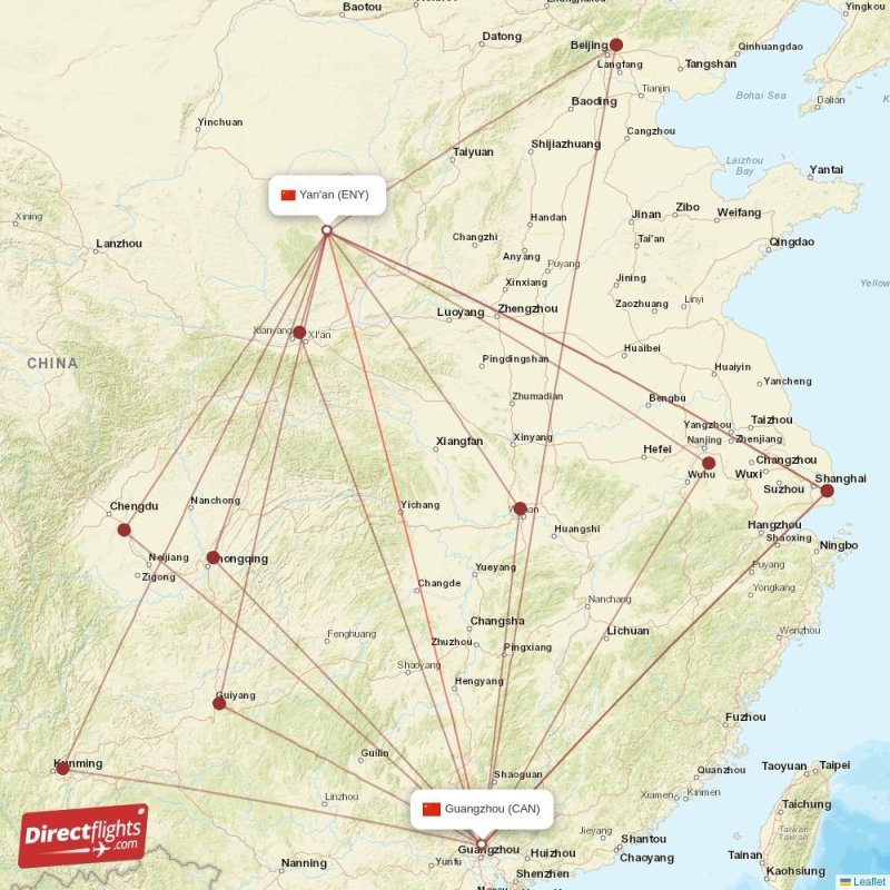 Direct flights from Yan'an to Guangzhou, ENY to CAN non-stop ...
