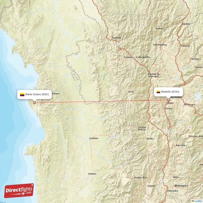 Direct flights from Medellin to Bahia Solano, EOH to BSC non-stop ...