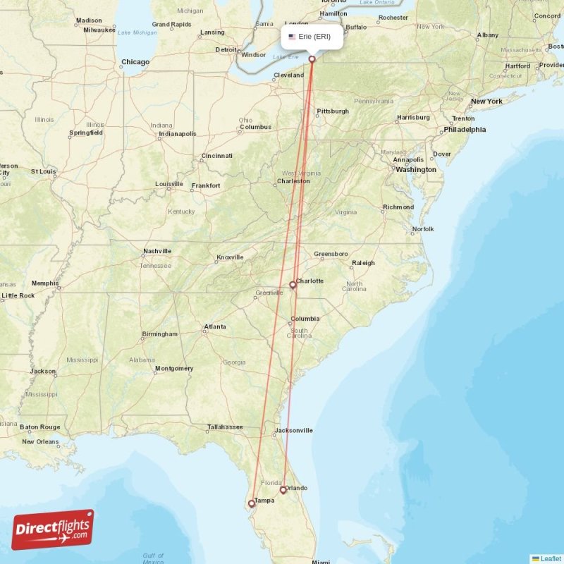 Direct flights from Erie - 3 destinations - ERI, USA - Directflights.com