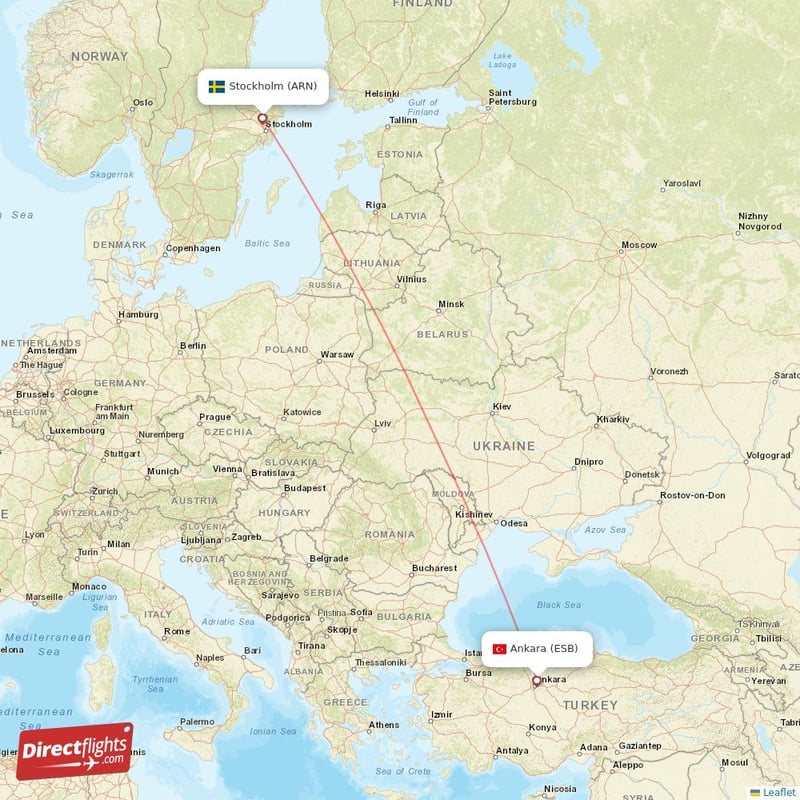Direct flights from Ankara to Stockholm, ESB to ARN non-stop - Directflights.com