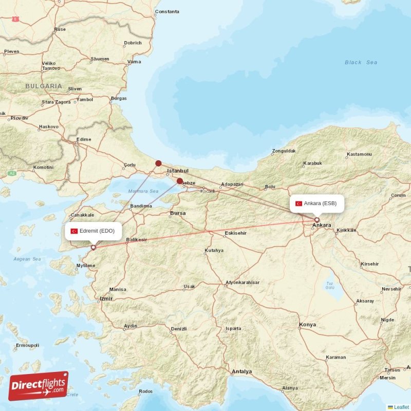 Direct flights from Ankara to Edremit, ESB to EDO non-stop ...