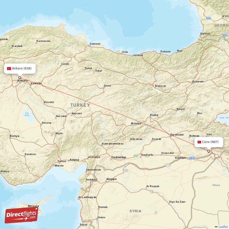 Direct flights from Ankara to Cizre, ESB to NKT non-stop ...