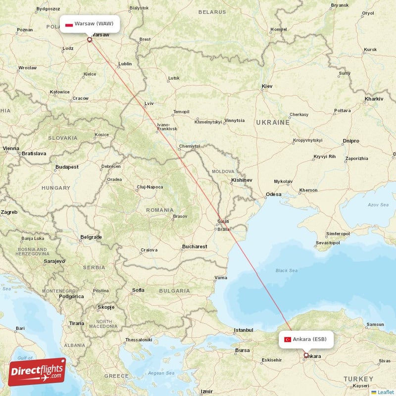 Direct flights from Ankara to Warsaw, ESB to WAW non-stop - Directflights.com