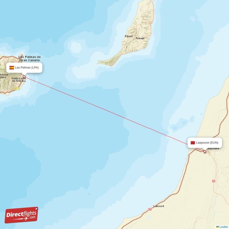 Direct flights from Laayoune to Las Palmas, EUN to LPA non-stop ...