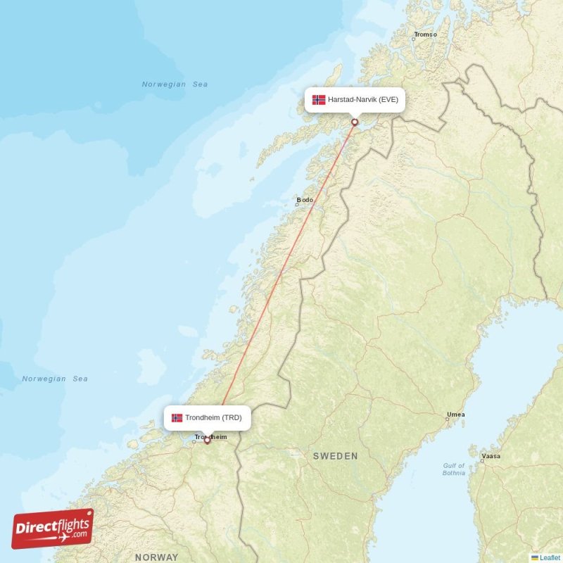 Direct flights from Harstad-Narvik to Trondheim, EVE to TRD non-stop ...