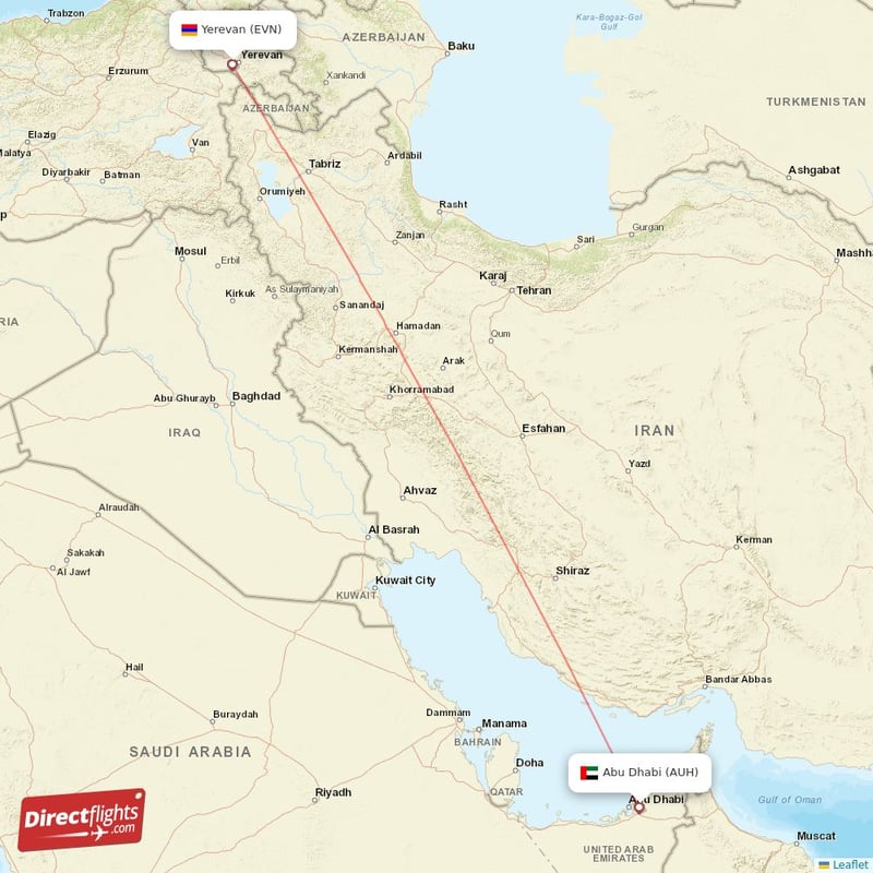 Direct flights from Yerevan to Abu Dhabi, EVN to AUH non-stop - Directflights.com