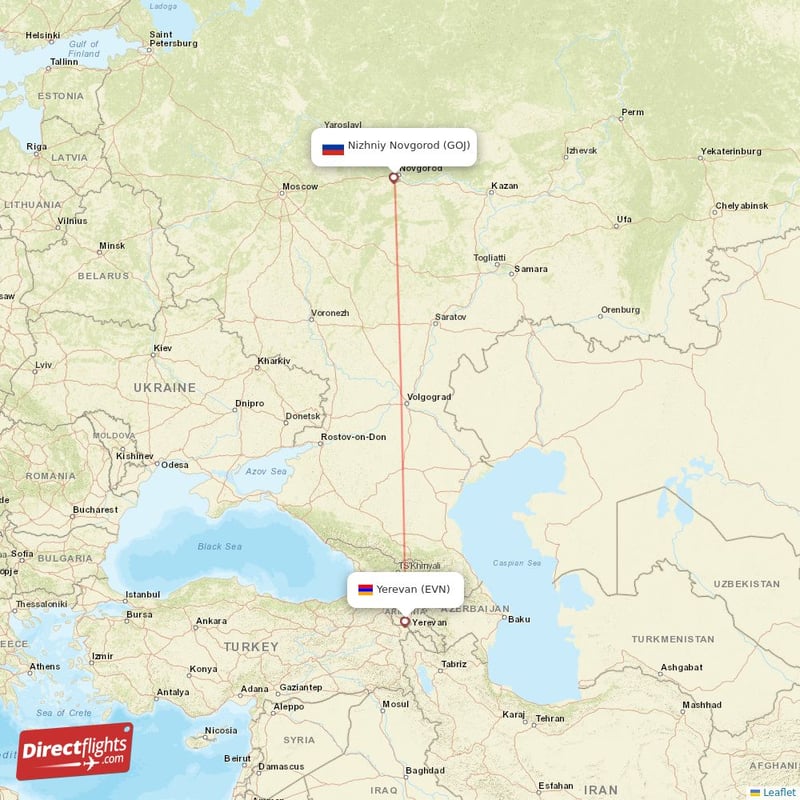 Direct flights from Yerevan to Nizhniy Novgorod, EVN to GOJ non-stop ...