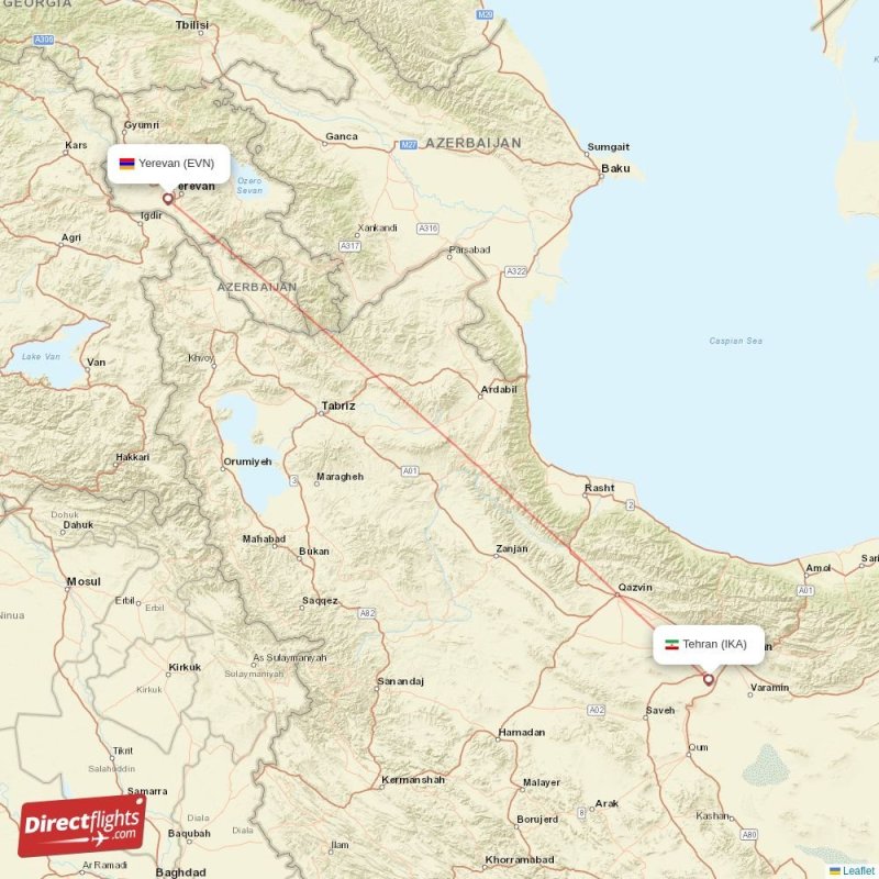 Direct flights from Yerevan to Tehran, EVN to IKA non-stop ...