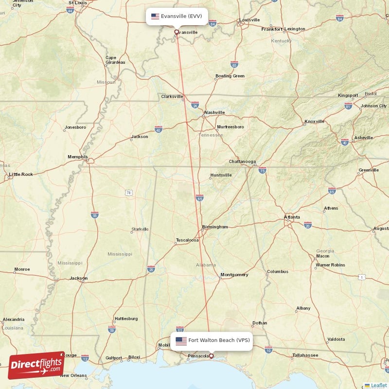 Direct flights from Evansville to Fort Walton Beach, EVV to VPS non ...