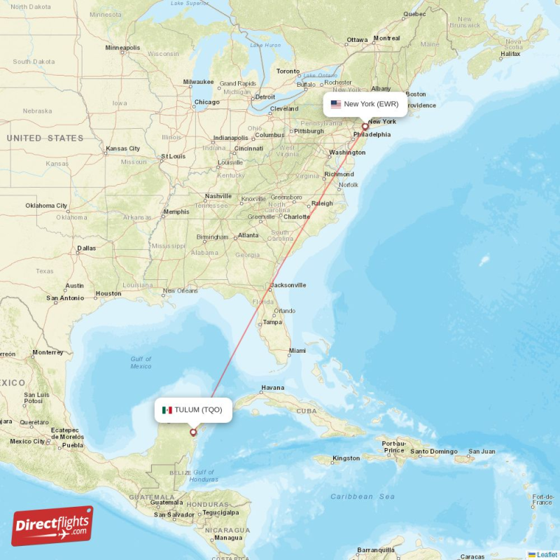 Direct flights from New York to TULUM (EWR-TQO) - Directflights.com