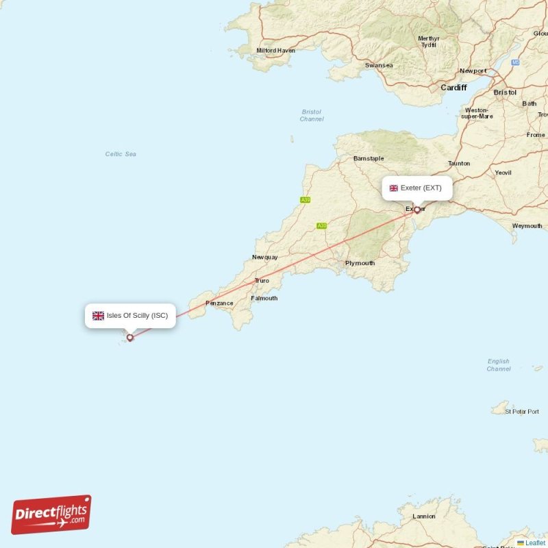 Direct flights from Exeter to Isles Of Scilly (EXT-ISC) - Directflights.com