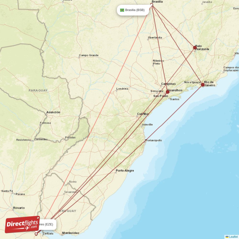 Direct flights from Buenos Aires to Brasilia (EZE-BSB) - Directflights.com