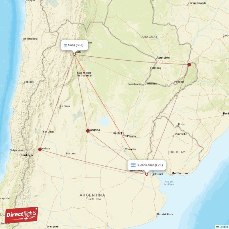 Direct flights from Buenos Aires to Salta (EZE-SLA) - Directflights.com