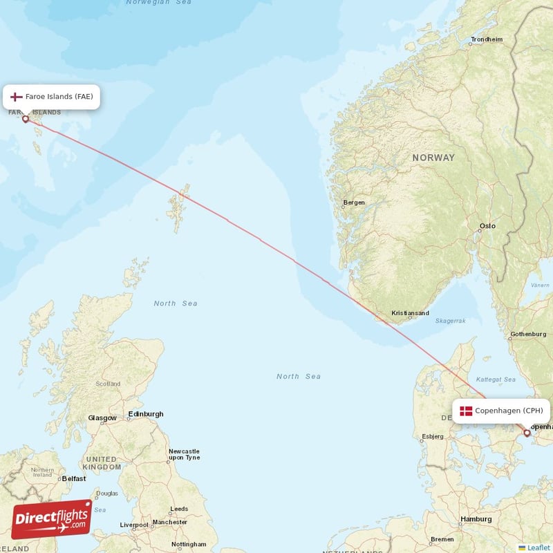 Direct flights from Faroe Islands to Copenhagen, FAE to CPH non-stop - Directflights.com