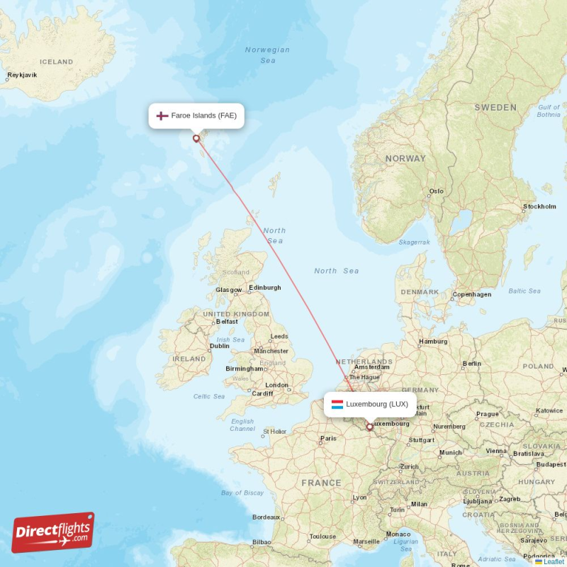 Direct flights from Faroe Islands to Luxembourg (FAE-LUX ...