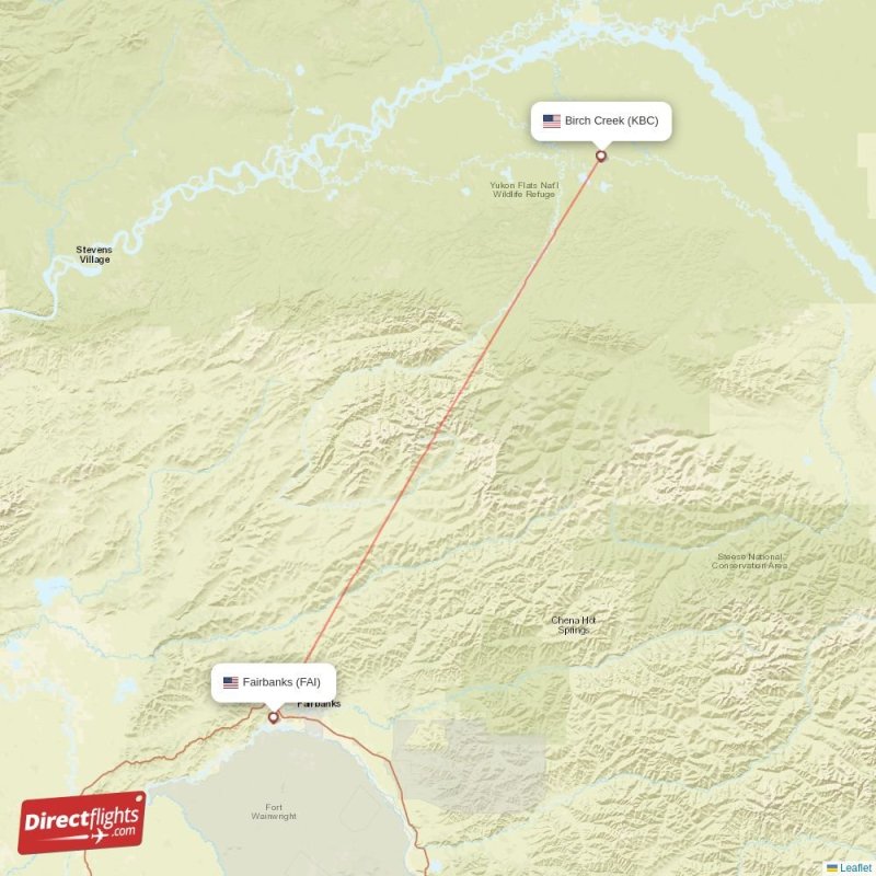 Direct flights from Fairbanks to Birch Creek, FAI to KBC non-stop ...