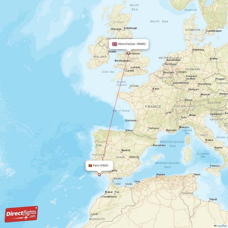 Direct flights from Faro to Manchester, FAO to MAN non-stop - Directflights.com