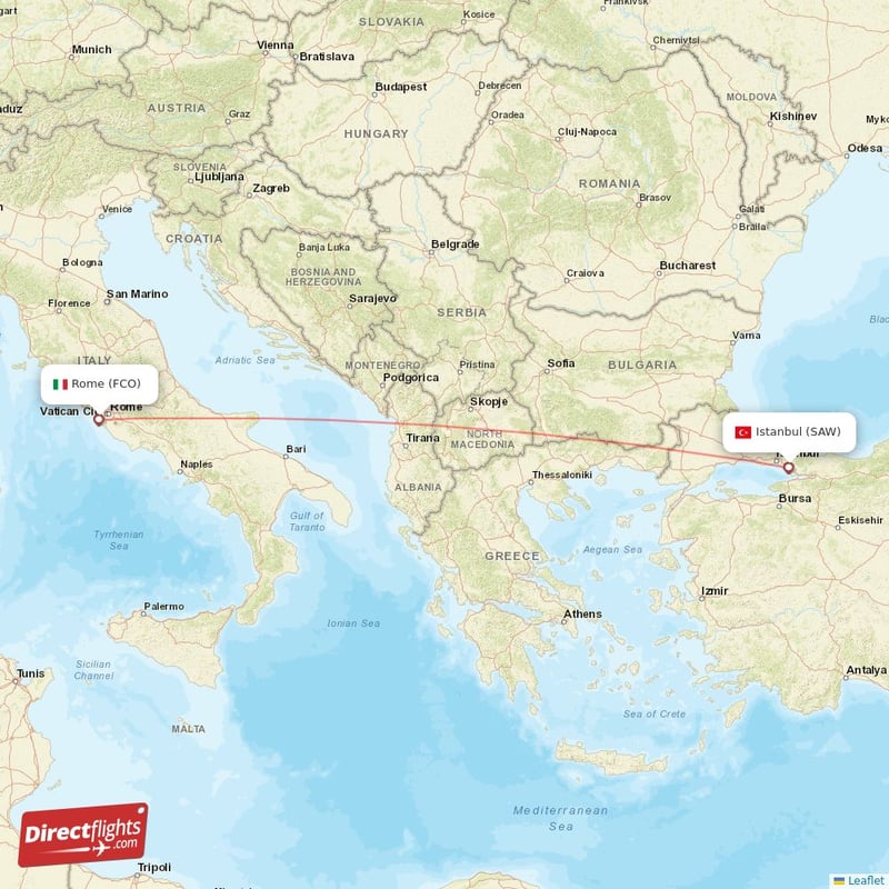 Direct flights from Rome to Istanbul, FCO to SAW non-stop ...