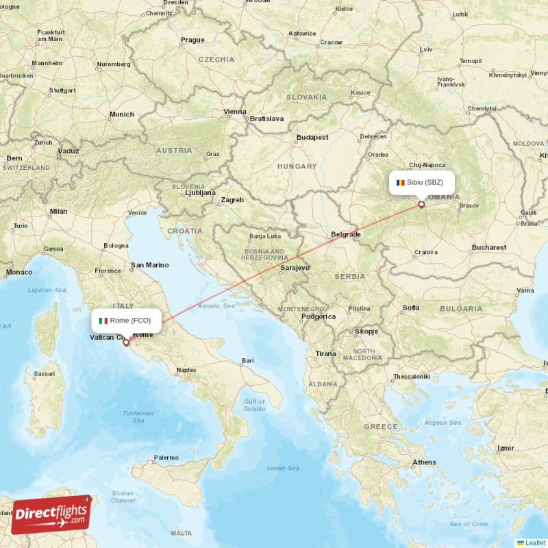 Direct flights from Rome to Sibiu (FCO-SBZ) - Directflights.com